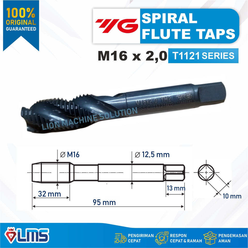 TAP MESIN SPIRAL M16X2 - CV LION MACHINE SOLUTION